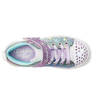 Skechers Kids Girls Twinkle Sparks-Shimmer Star Sneaker, Purple/Multi, 11 Little Kid