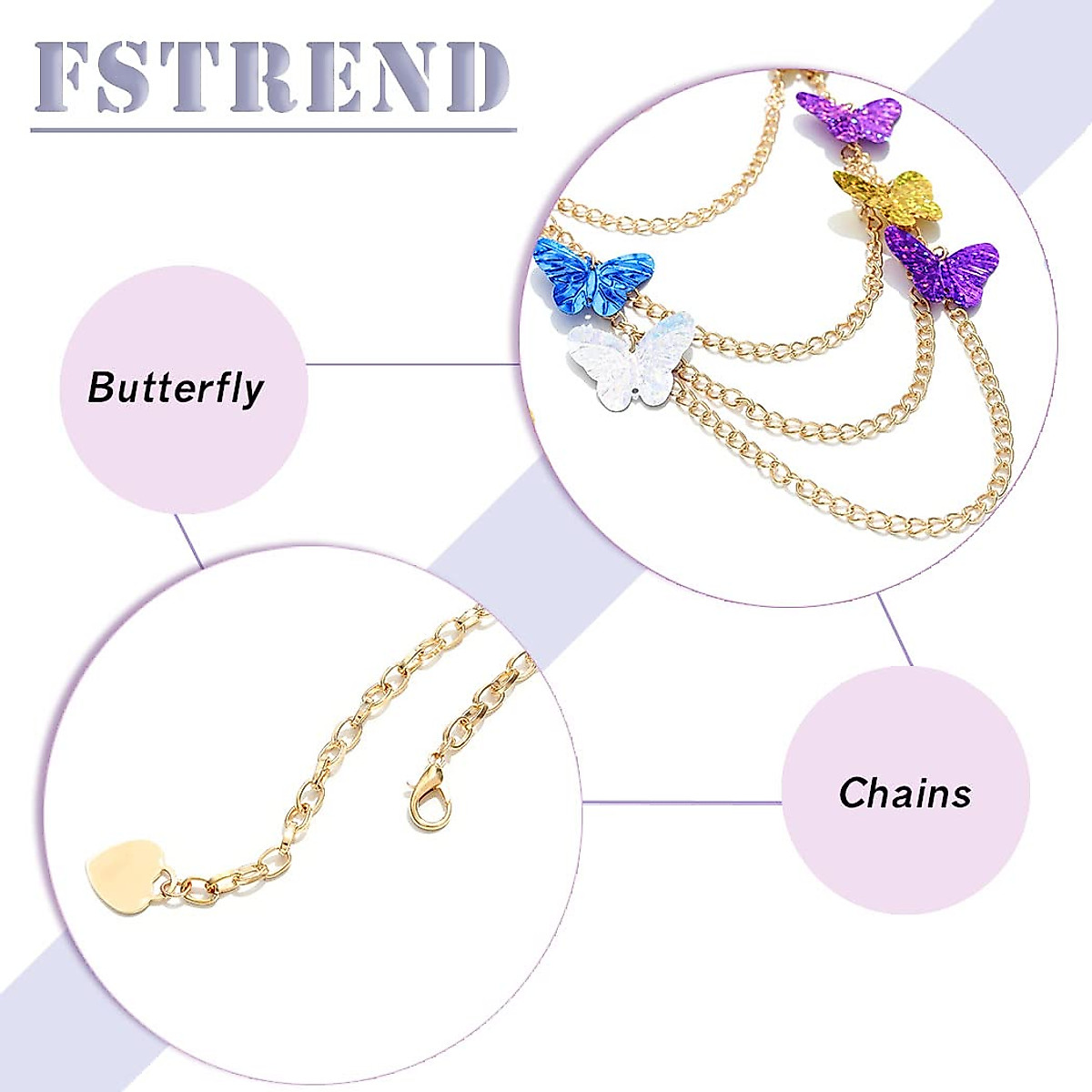 Fstrend Tassel Body Chains Sequin Butterfly Dance Skirt Silver Fringe Belly Waist Hip Chain Rave Accessories for Women