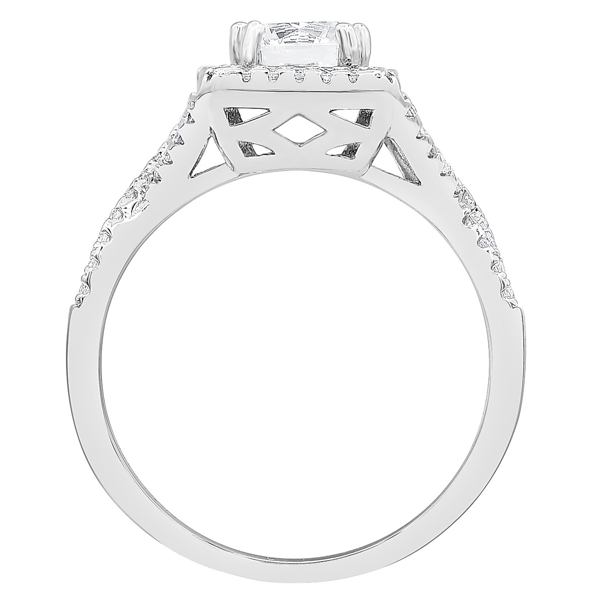 La4ve Diamonds Beyond Brilliance Square Frame 2.50 Carat Round Cubic Zirconia Halo Engagement Ring Sterling Silver | Fashion Jewelry for Women | Gift Box Included (Size 6)