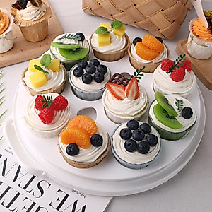JOHOUSE Cake Carrier with Lid, White Round Cake Holder Cupcake Container with Dome for 11 Cupcakes 2 in 1 Portable Dessert Container for Cake Pie Muffin Cobbler