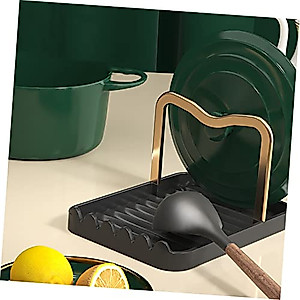 Zerodeko Spoon Stand for Kitchen Ladell Spoons lid and Spoon Rest Pan Cover Stand Pot lid Rack Stove Coffee Spoon Rest Pan Cover Rest Pot lid Storage Space Aluminum Chopstick Rest Household