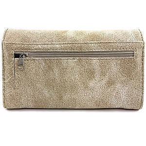 Zelris Colorful Native Tribal Patterns Concho Crossbody Wrist Trifold Wallet (Beige)