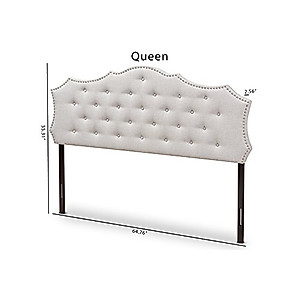 Baxton Studio Coralie Modern and Contemporary Greyish Beige Fabric Queen Size Headboard