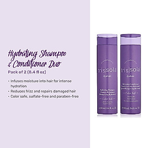 Trissola Hydrate Shampoo and Conditioner Duo - Moisturizing Hair Shampoo and Conditioner Set (8.4 oz)