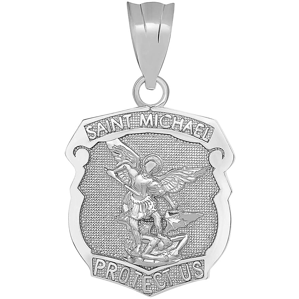 Claddagh Gold .925 Sterling Silver ‘Saint Michael Protect Us’ 2/3" Shield Medal Pendant - Pendant Only