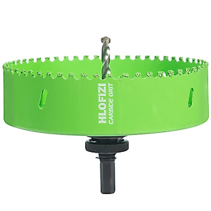 HLOFIZI 6-1/8 Inch Carbide Grit Hole Saw for 6 Inch Recessed Lights, Cutting Through Stucco, Ceiling Old Plaster, Drywall, Cement Board with 1-1/2" Depth, Up to 3X Longer Life