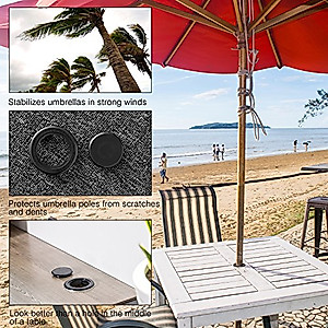 2 Inch Patio Table Umbrella Hole Ring and Cap Set, Standard Size Umbrella Thicker Hole Ring Plug and Cap Set (Black, 1 Set)