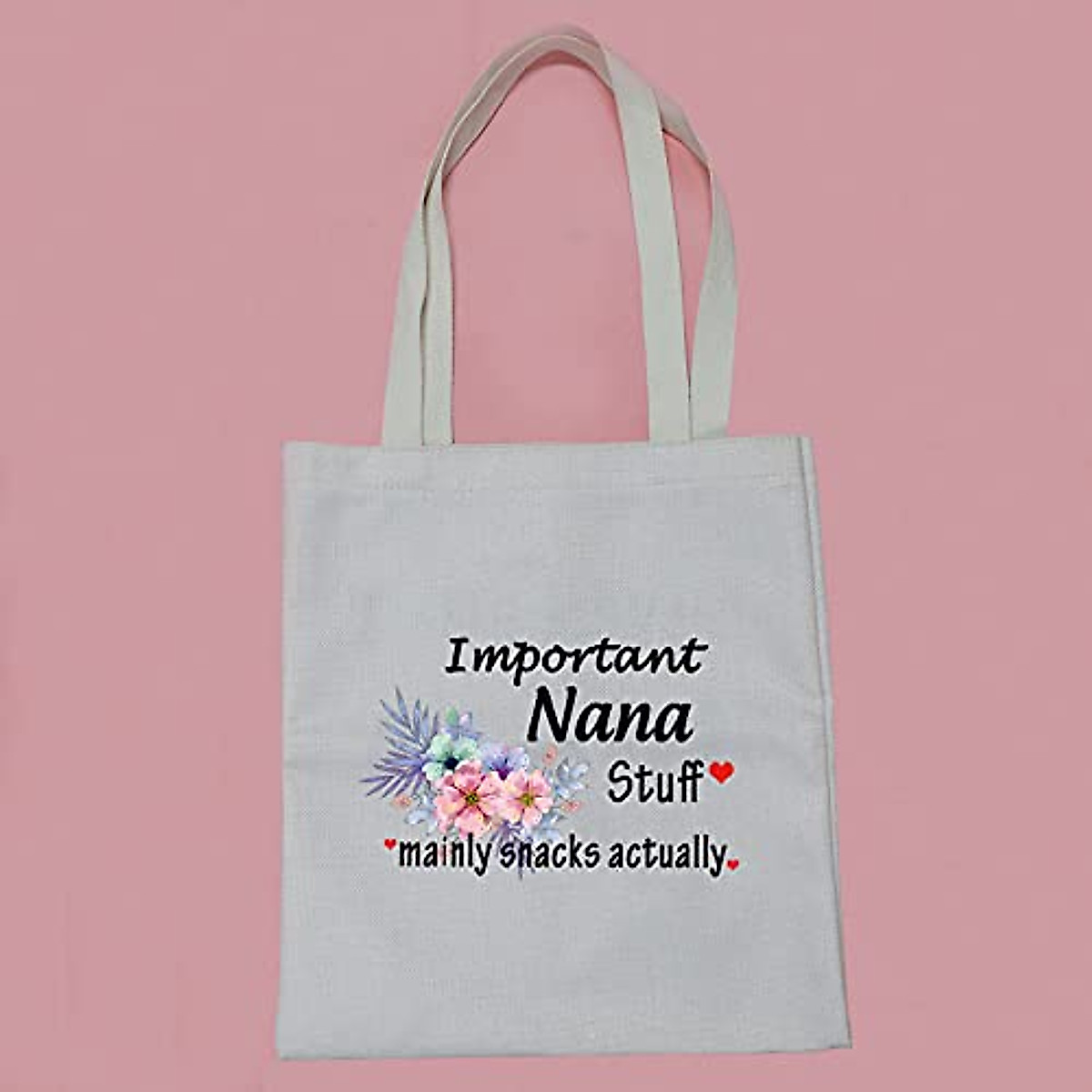 PWHAOO Nana Tote Bag Gift Important Nana Stuff Mainly Snacks Actually Tote Bag Mother's Day Gift (Nana Stuff TB)