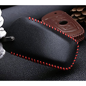 ontto Fit for BMW Key Case Cover Leather Keyless Entry Remote Control Key Fob Jacket Shell with Keyring Fit for BMW 1 3 4 5 6 7 Series X3 X4 M2 M3 M4 M5 M6 Brown