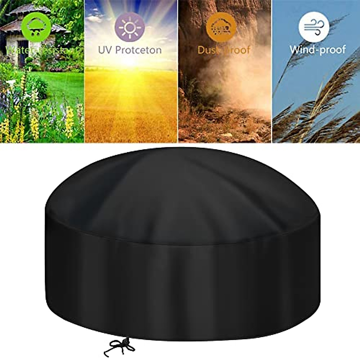 30-Inch Fire Pit Cover for 28-32 inch Round Fire Pit, Heavy Duty 300D Oxford Fabric Waterproof Dustproof Fire Bowl Cover All-Season Protection 32"Dia x 16"H