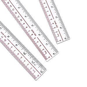 3 Pack Two-Color Scale (inch, cm) Plastic Ruler Set Straight Ruler Plastic Measuring Tool for Student School Office (6 inch Ruler,8 inch Ruler, 12 inch ruler/15,20,30cm)