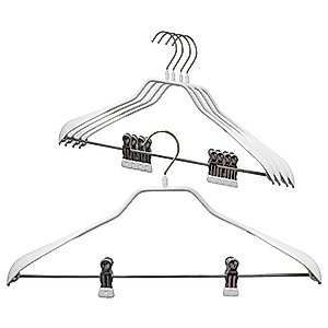 Mawa by Reston Lloyd BodyForm Series Non-Slip Space Saving Clothes Hanger with 2 Clips for Pants or Skirts, Style 42/LK, Set of 5, White