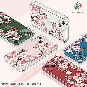 RoseParrot Designed for iPhone 13 Case with Screen Protector + Ring Holder + Waterproof Pouch, Clear with Floral Pattern Design, Soft&Flexible Bumper Shockproof Protective Cover （Fireflies）