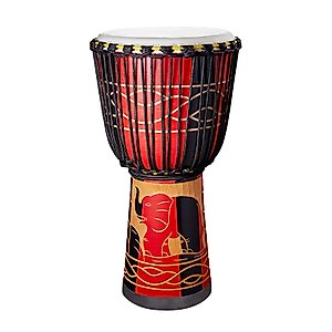 Meech Goatskin Cloth Drums Djembe Hand-Painted African Drums Cloth Stitching Djembe Red