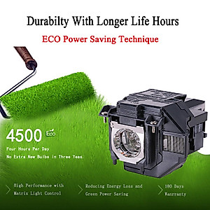 EWO'S Replacement Projector Lamp for ELPLP96 Epson Powerlite Home Cinema 2100 2150 1060 660 760hd VS250 VS350 VS355 EX9210 EX9220 EX3260 EX5260 EX7260 X39 W39 S39 109W V13H010L96 Lamp Bulb Replacement