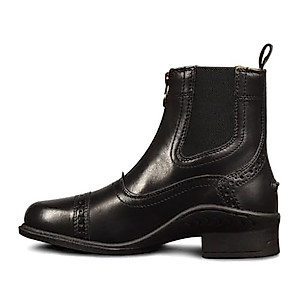 Ovation Women's Comfortable Durable Warm Water-Resistant Leather Equestrian Horse Riding Tuscany Zip Paddock Boot, Black, 6