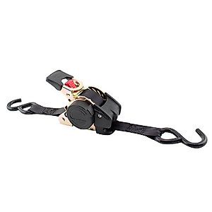Erickson 34413 Pro Series Black 1" x 6' Retractable Ratcheting Tie-Down Strap, 1500 lb Load Capacity, (Pack of 2)