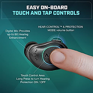 AXIL XCOR Wireless Earbuds Bluetooth — Digital HearPRO Buds with Touch Control — Bluetooth Enhancement — Hearing Protection — Dust & Water Resistant — Wind Resistant True Wireless Earbuds