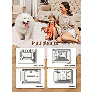 Medeunk 8x10 Area Rugs Rainbow Super Soft Fluffy Upgrade Sponge Non-Slip No Shedding for Living Room Bedroom Girls/Boys Room Dorm Playroom