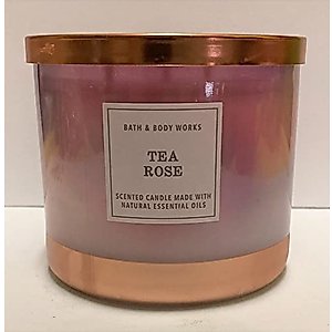Bath and Body Works, White Barn 3-Wick Candle w/Essential Oils - 14.5 oz - 2021 Fresh Spring Scents! (Tea Rose)
