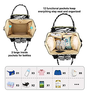 HABOPET Diaper Bag Backpack Multi-Function Baby Bag With Large Capacity and Insulated Pockets Diaper Backpack Organizer Bag for Mom/Dad, Black