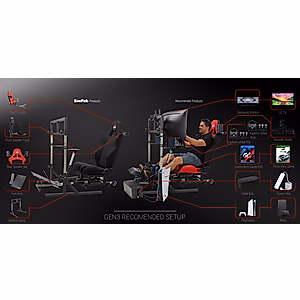 OpenWheeler GEN3 Racing Wheel Simulator Stand Cockpit, Red Seat. Compatible With Logitech G923 | G29 | G920 | Thrustmaster | Fanatec Wheels | Xbox One, PS4, PC Platforms