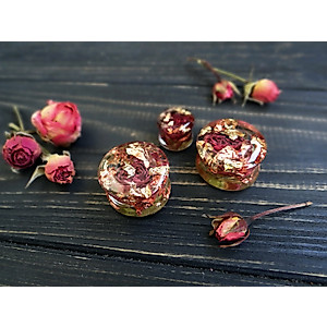 Eternity31 Red Rose Plug Gold foil Gauge Wedding Plug Bridal Resin Flower Jewelry Terrarium Rose 25mm / 1" / Pair