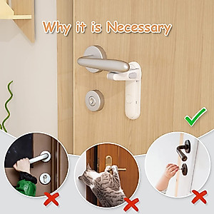 SAFELON 2 Pcs Door Lever Locks for Childproof & Petproof, Door Handle Locks for Toddlers, Baby Safety Locks for Toddlers (White)