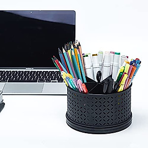 SETTFRFE Rotating Pencil Holder for Desk,Supplies Organizer Pen Caddy,6 Compartments Spinning Multi-Functional large Pen Holder for Desk