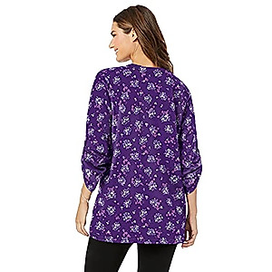 Woman Within Women's Plus Size 7-Day Box-Stitched Split Neck Tunic - 22/24, Black