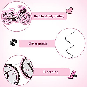 Paris Party Decorations Set, Paris Happy Birthday Banner Dress Honeycomb Centerpiece Eiffel Tower Cutout Paris Hanging Swirl Decoration for Baby Shower Birthday Paris Theme Party Supplies