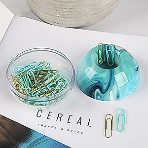 MultiBey Ocean Blue Paper Clip Holder Dispensers Gold Mint Green Paper Clips S Home Office Organizers Gifts, 100 Clips per Box