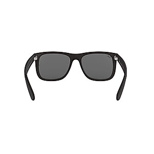 Ray-Ban RB4165 Justin Rectangular Sunglasses, Rubber Black/Grey Mirrored Silver, 51 mm