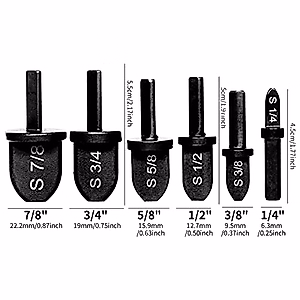 Rowzzi Swaging Tool Drill Bit Set, HVAC Tools, 6pcs Professional Manual Copper Pipe Swage Tool Drill Bit Triangular Handle, Repairing Set Include 7/8'', 3/4'', 5/8'', 1/2'', 3/8'', 1/4'' Bits