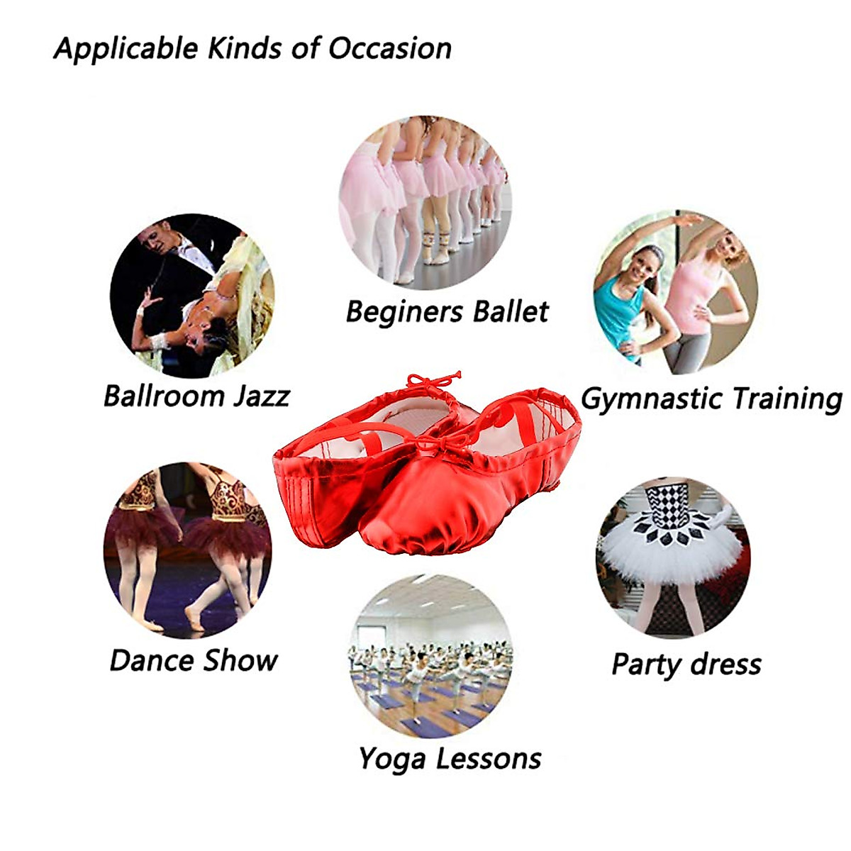 MSMAX Ballet Shoes for Girls Toddler Boys Split Sole Dance Slipper Red Costume Shoes 2 M US Little Kid