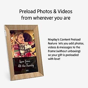 Nixplay 10.1 inch Touch Screen Digital Picture Frame with WiFi (W10K) - Wood Effect- Unlimited Cloud Photo Storage - Share Photos and Videos Instantly via Email or App - Preload Content