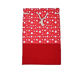 wonshia Personalized Drawstring Christmas Santa Sacks Reusable Christmas Star Santa Bag Large Christmas Canvas Gift Bag for Kids Xmas Present Christmas Party