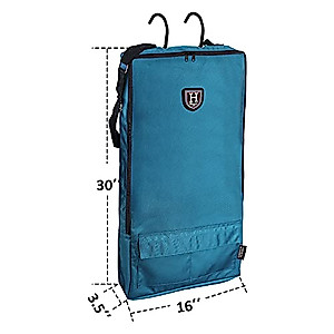 Harrison Howard Bridle/Halter Bag with 3 Prong Tack Rack Durable Waterproof Fabric Horse Tack Carry Bag-Teal