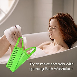 SPORONG x (3 pcs) Long Exfoliating Back Washcloth Bath Wash Towel Korean Italy Towel