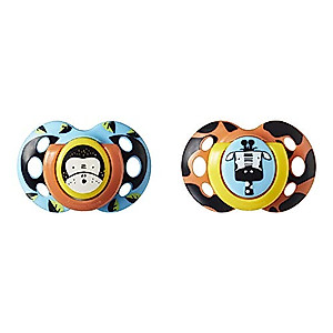 Tommee Tippee Fun Style Pacifiers, Symmetrical Design, BPA-Free Silicone Binkies, 18-36m, 2 Count, Colors and Designs Vary