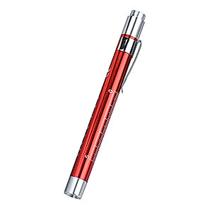 Gonwan Pen Light Led Penlight Lighting Mini Size Bright Dazzling Effect Anodized Reusable Portable Bright Clear Light Medical Pen Light for Nurses Doctors, Red, 13.5cm(L)x1.2cm(Dia)( approx)