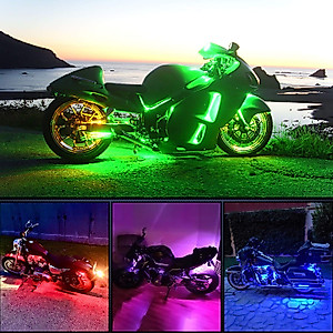 Nilight 8PCS Motorcycle RGB Led Light Kit Waterproof Multi-Color Atmosphere Lights Lamp with 4Key RF Wireless Remote for Harley Davidson Honda Kawasaki Suzuki, 2 Years Warranty (TL-42)