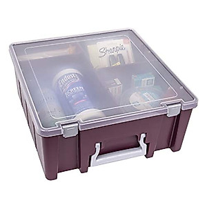 AB Designs 6990ABP Super Satchel Double Deep with Removable Dividers, Stackable Home Storage Organization Container, Plum