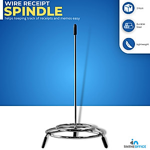 1InTheOffice Wire Receipt Spindle,Chrome Receipt Holder, 3 Pack" (Chrome)