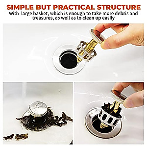 Only For 1.38 Inches Wash Basin Bounce Drain Filter , 2PCS Stainless Steel Kitchen Bathroom Plug Pop up Sink Drain Stopper Drain Strainer with Basket