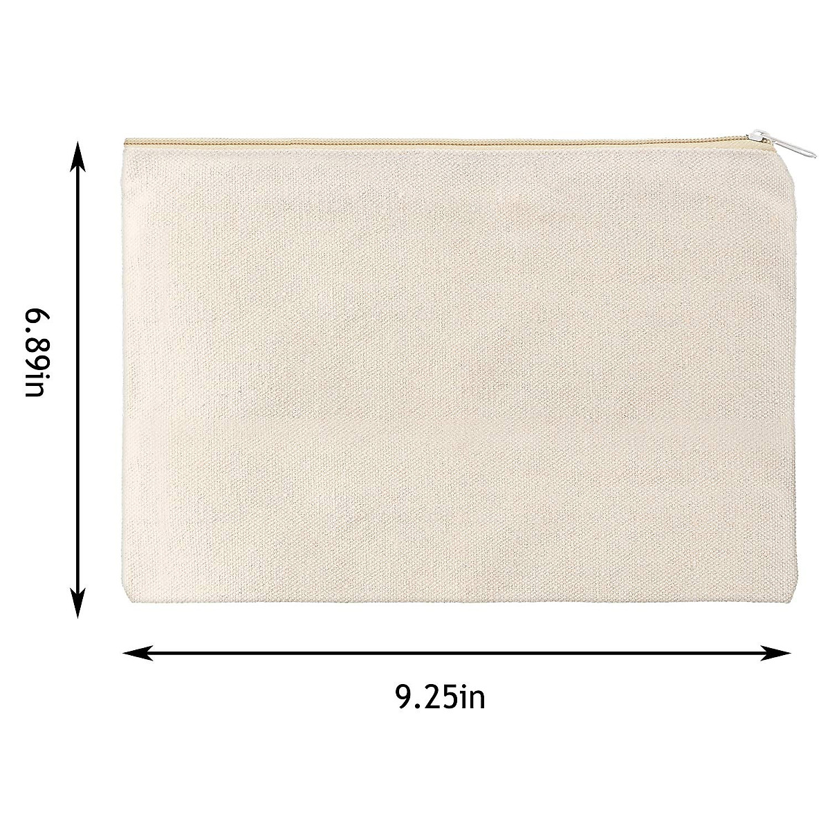 Juinelate 10 Pack Large Blank Canvas Makeup Multi-Purpose Cosmetics Bag with Zipper, Beige