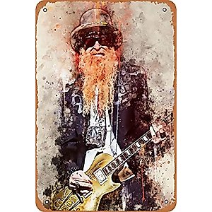 Seadlyise Billy Gibbons Plaque Poster Vintage Tin Sign Retro Metal Posters 12x8 Inches