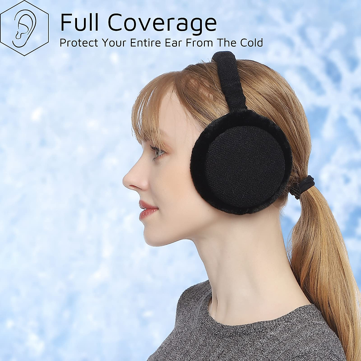 Premium Earmuffs for Women Winter Foldable & Adjustable Ear Warmers Thermal Ear Covers