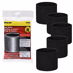 Shop-Vac 5926211 12 Gallon 6.0 Peak HP Wet/Dry Vacuum + 90585 Foam Sleeve Filter 5 Pack