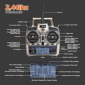 WLtoys V950 Remote Control Helicopter, 6 Channel Brushless RC Helicopters with 3D/6G Mode, 2.4GHz RC Aircraft RTY for Kids, Adults, Beginners, Flybarless